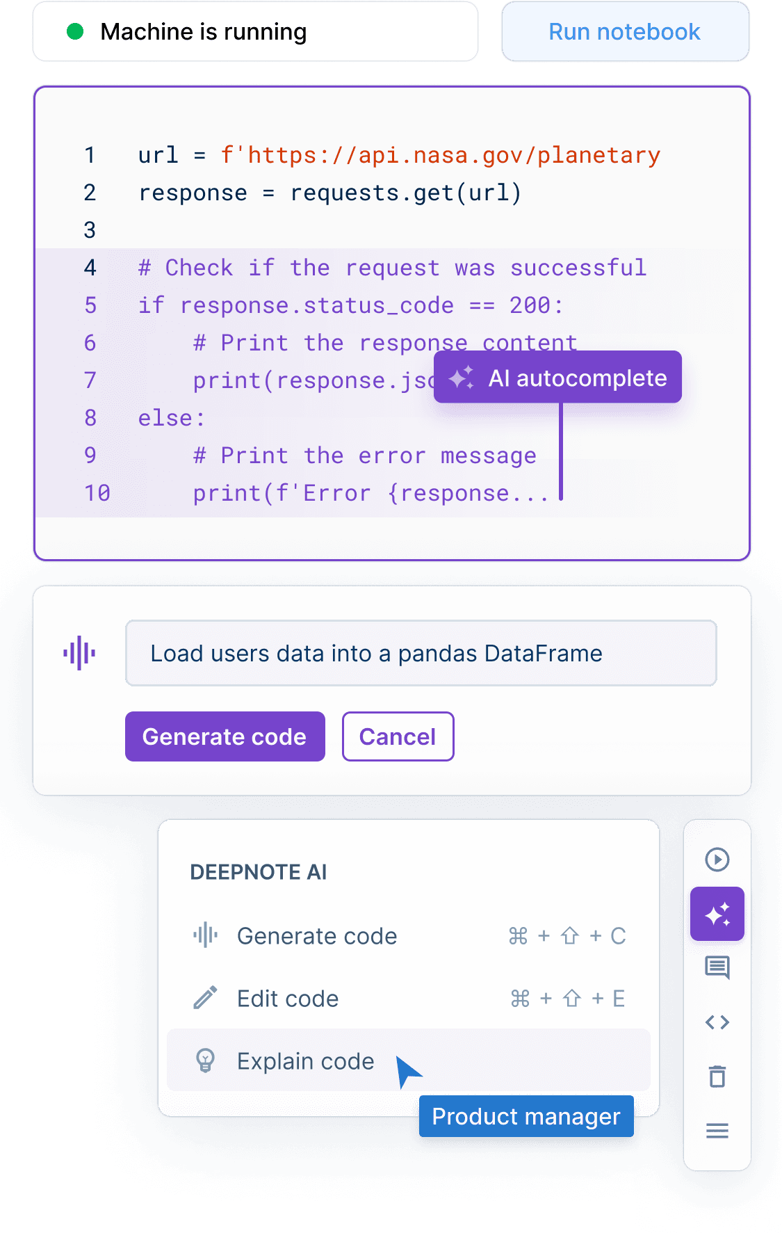 Deepnote AI - contextual AI help for all your data projects