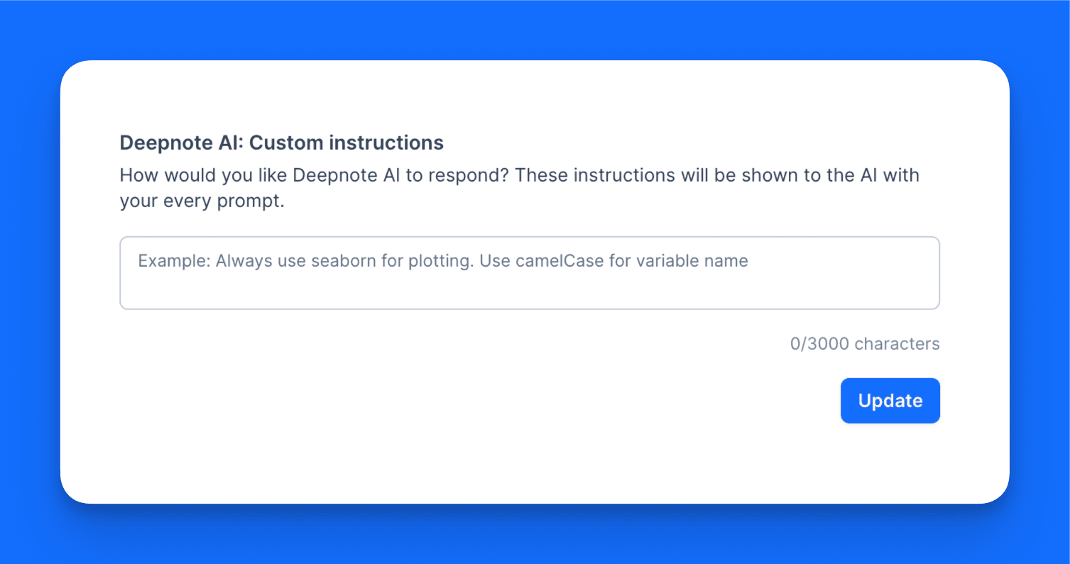 Custom AI instructions - Deepnote docs